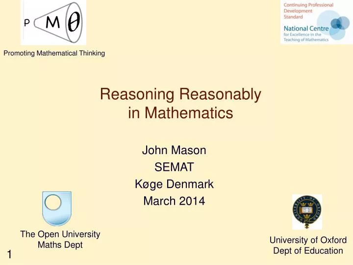 PPT - Reasoning Reasonably in Mathematics PowerPoint Presentation, free ...
