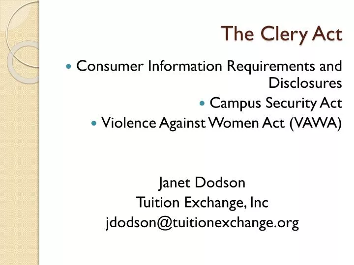 PPT - The Clery Act PowerPoint Presentation, free download - ID:2214794