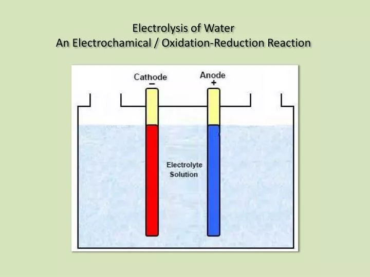 PPT - Electrolysis of Water An Electrochamical / Oxidation-Reduction ...