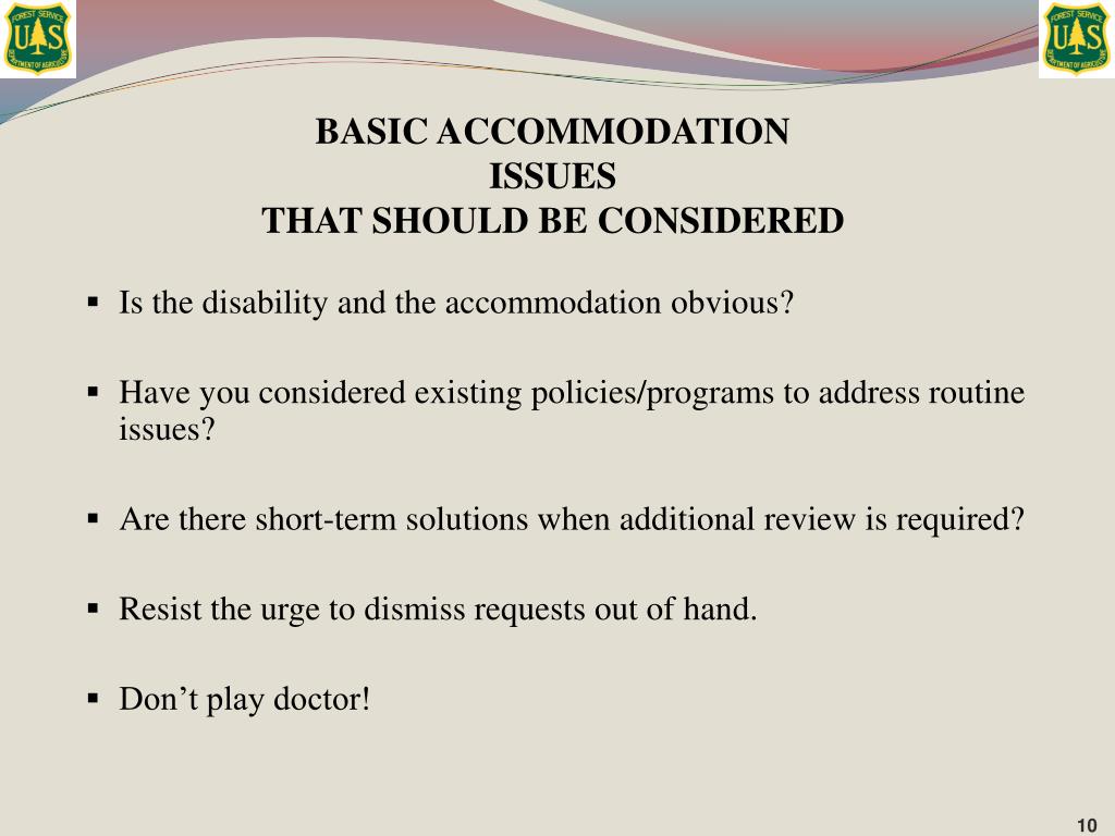 PPT - USDA Forest Service DISABILITY AWARENESS and REASONABLE ...