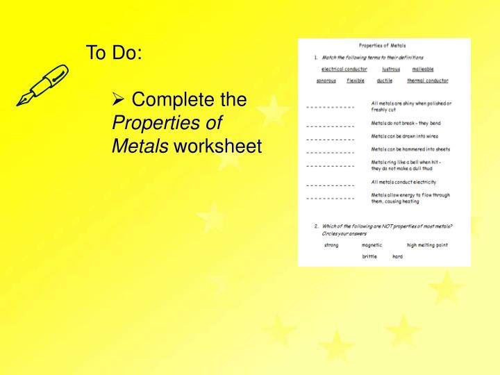 PPT - What you need to know: What is a metal? What are the physical ...