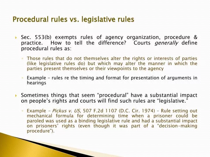 PPT - Procedural rules vs. legislative rules PowerPoint Presentation ...