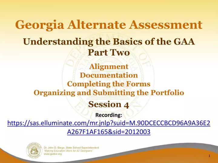 PPT - Welcome to Session 4 The Basics of the GAA (Part 2) PowerPoint ...