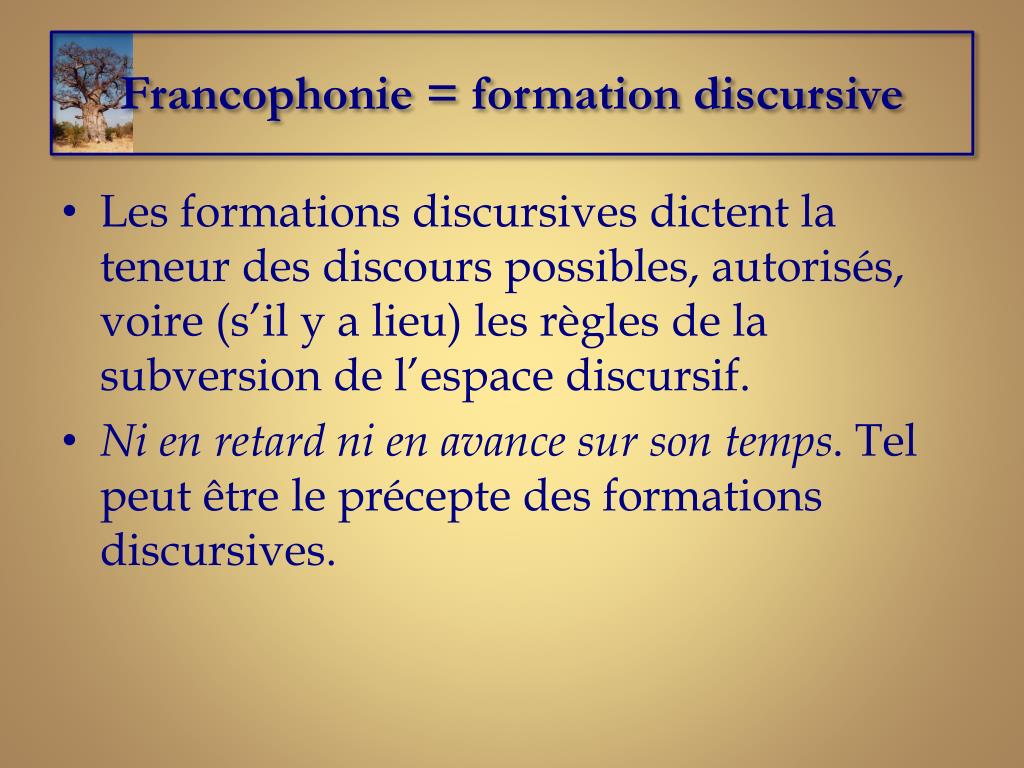 PPT - De la francophonie africaine comme formation discursive Ozouf ...