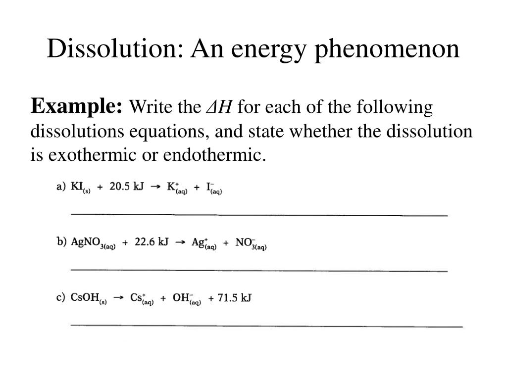 PPT - Dissolution and Energy in Chemical Reactions PowerPoint ...