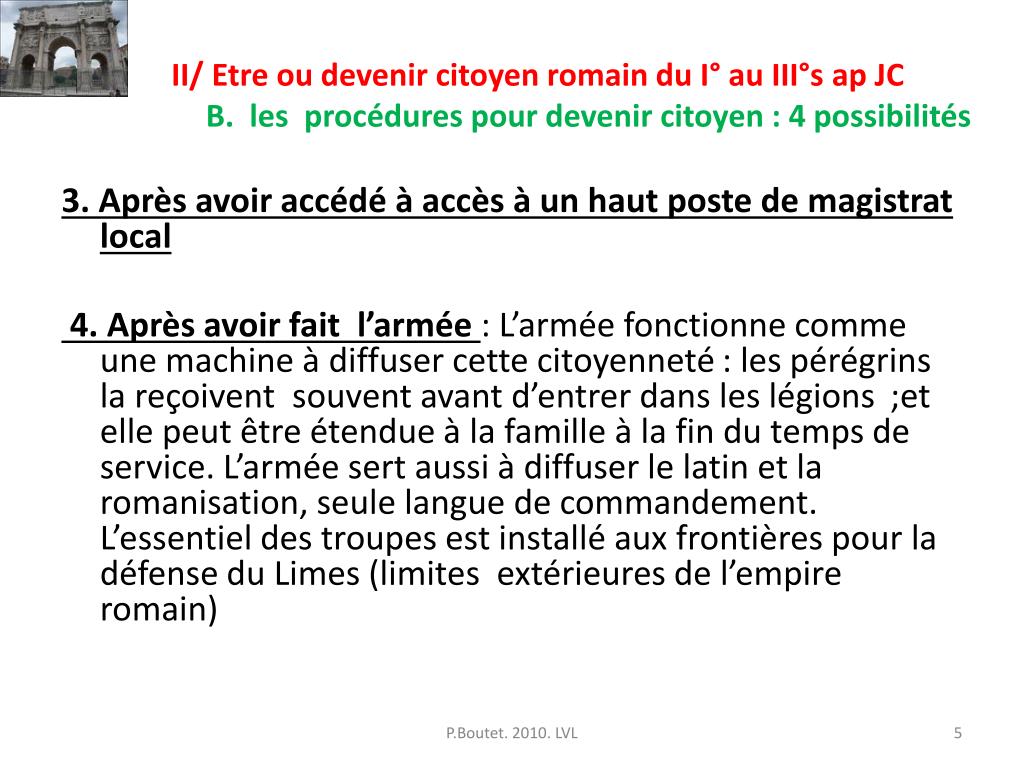 PPT - II/ Etre ou devenir citoyen romain du I° au III°s ap JC A. Que ...