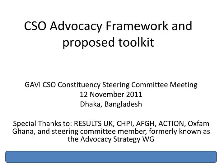 PPT - CSO Advocacy Framework and proposed toolkit PowerPoint ...