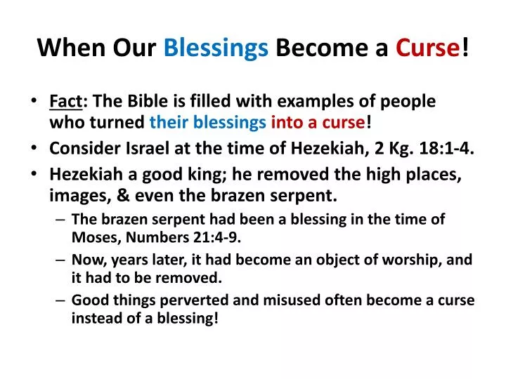 PPT - When Our Blessings Become a Curse ! PowerPoint Presentation, free ...