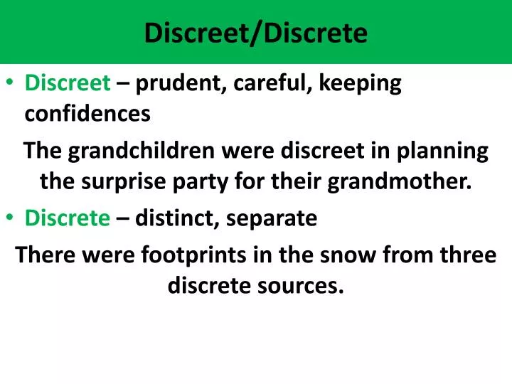 PPT - Discreet/Discrete PowerPoint Presentation, free download - ID:2222612