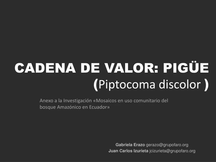 PPT - CADENA DE VALOR: PIGÜE ( Piptocoma discolor ) PowerPoint ...