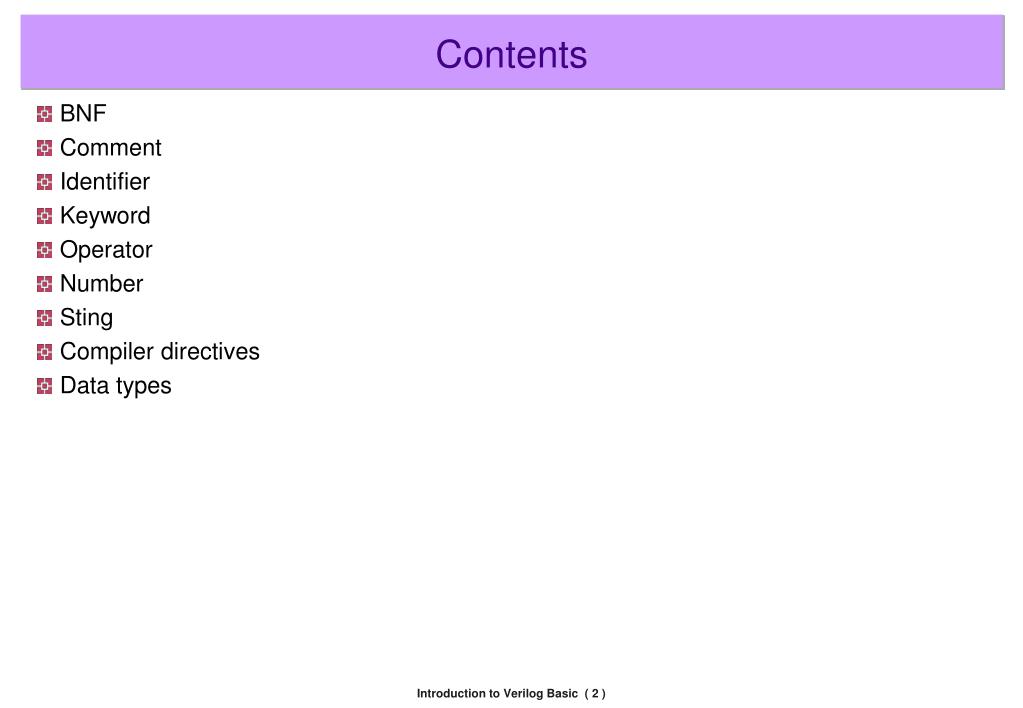 Ppt Verilog Basic Language Constructs Lexical Convention Data Types And So On Powerpoint