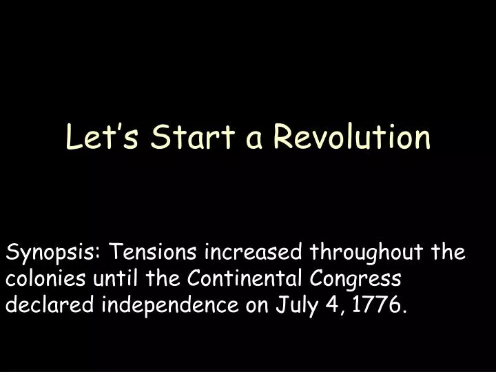 PPT - Let’s Start a Revolution PowerPoint Presentation, free download ...