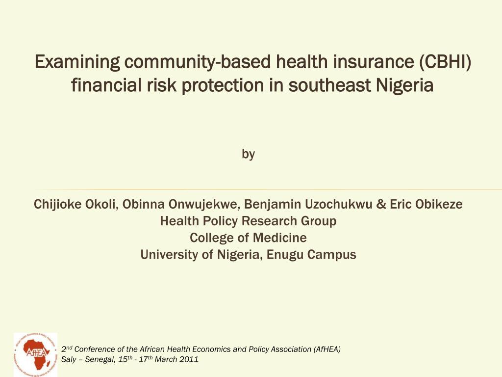 PPT - Examining community-based health insurance (CBHI) financial risk ...