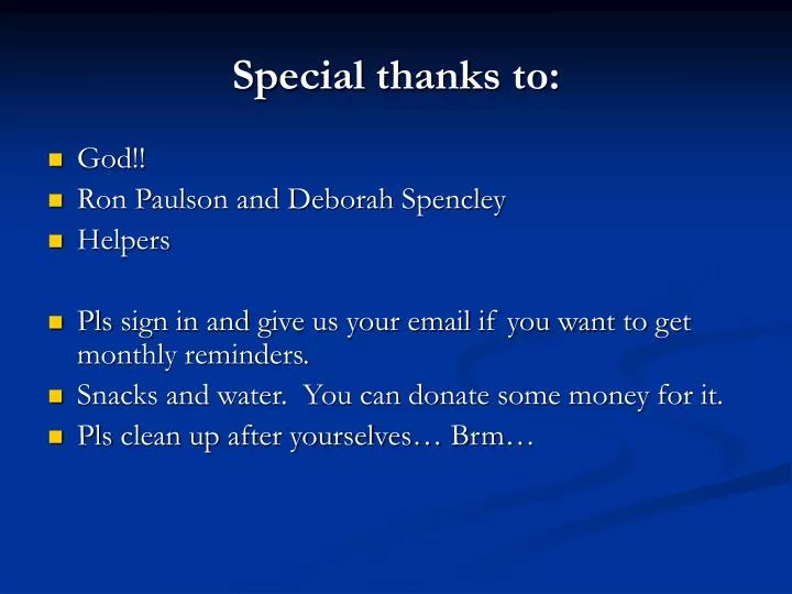 PPT - Special thanks to: PowerPoint Presentation, free download - ID ...