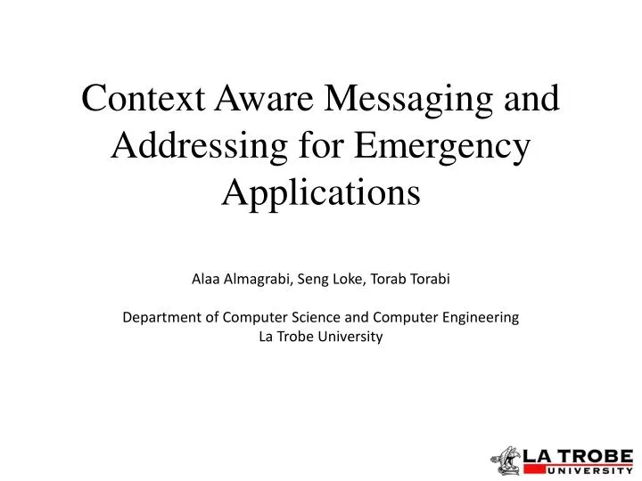 Ppt Context Aware Messaging And Addressing For Emergency Applications