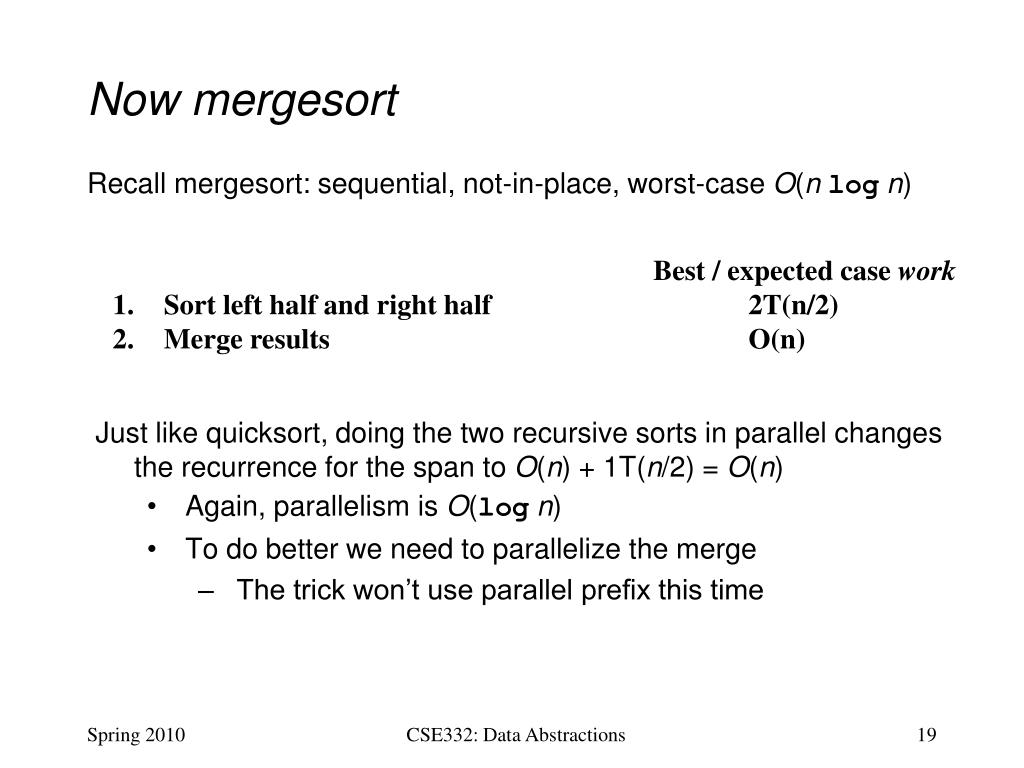 Ppt Cse332 Data Abstractions Lecture 20 Parallel Prefix And Parallel Sorting Powerpoint