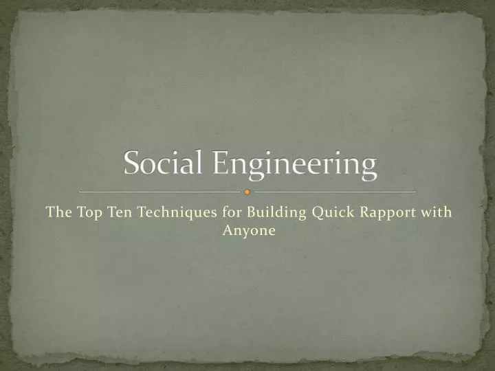 PPT - Social Engineering PowerPoint Presentation, free download - ID ...