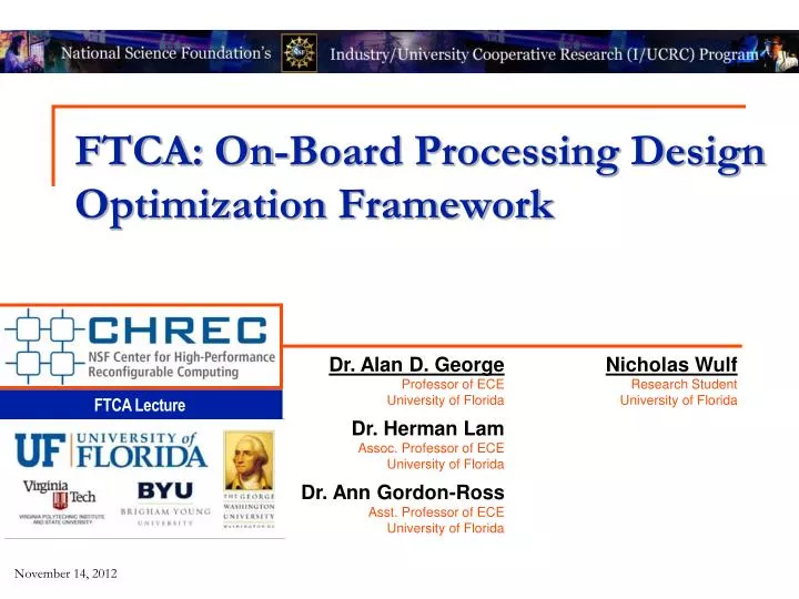 PPT - FTCA: On-Board Processing Design Optimization Framework ...