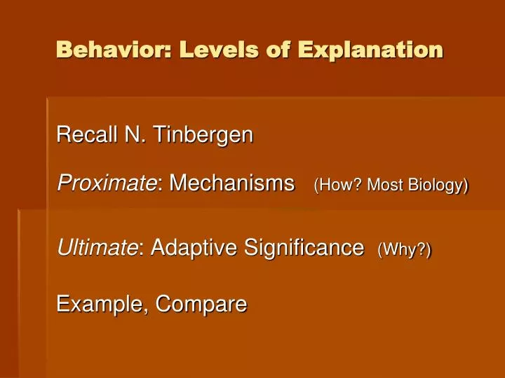 PPT - Behavior: Levels of Explanation PowerPoint Presentation, free ...