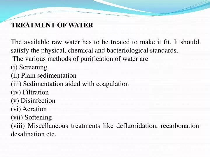 PPT - TREATMENT OF WATER PowerPoint Presentation, free download - ID ...