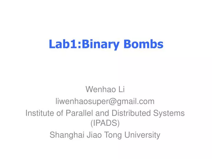 PPT - Lab1:Binary Bombs PowerPoint Presentation, free download - ID:2234796
