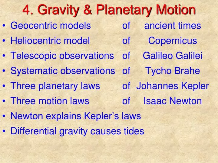 PPT - 4. Gravity & Planetary Motion PowerPoint Presentation, free ...