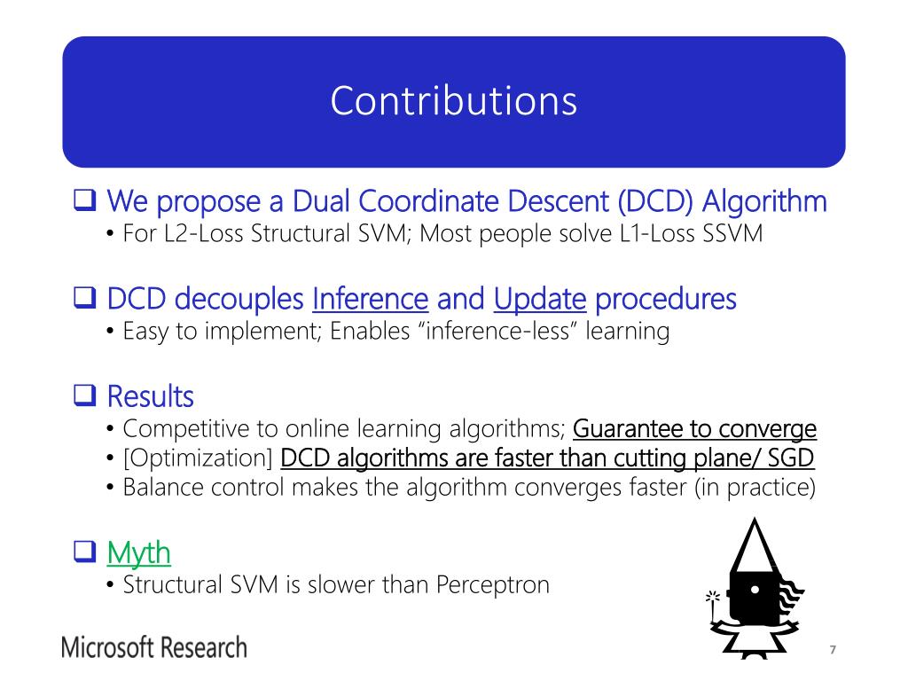 Ppt Dual Coordinate Descent Algorithms For Efficient Large Margin Structured Prediction 8726