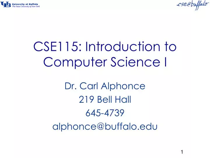 PPT - CSE115: Introduction to Computer Science I PowerPoint ...