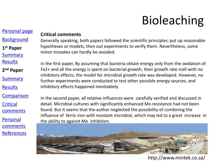 PPT - Bioleaching PowerPoint Presentation - ID:2239029