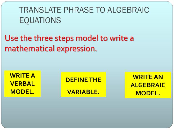 PPT - TRANSLATING VERBAL EXPRESSIONS TO ALGEBRAIC EXPRESSIONS ...