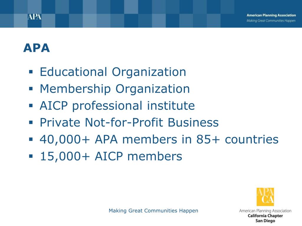 PPT - American Planning Association and American Institute of Certified ...