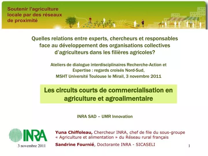 PPT - Les circuits courts de commercialisation en agriculture et ...