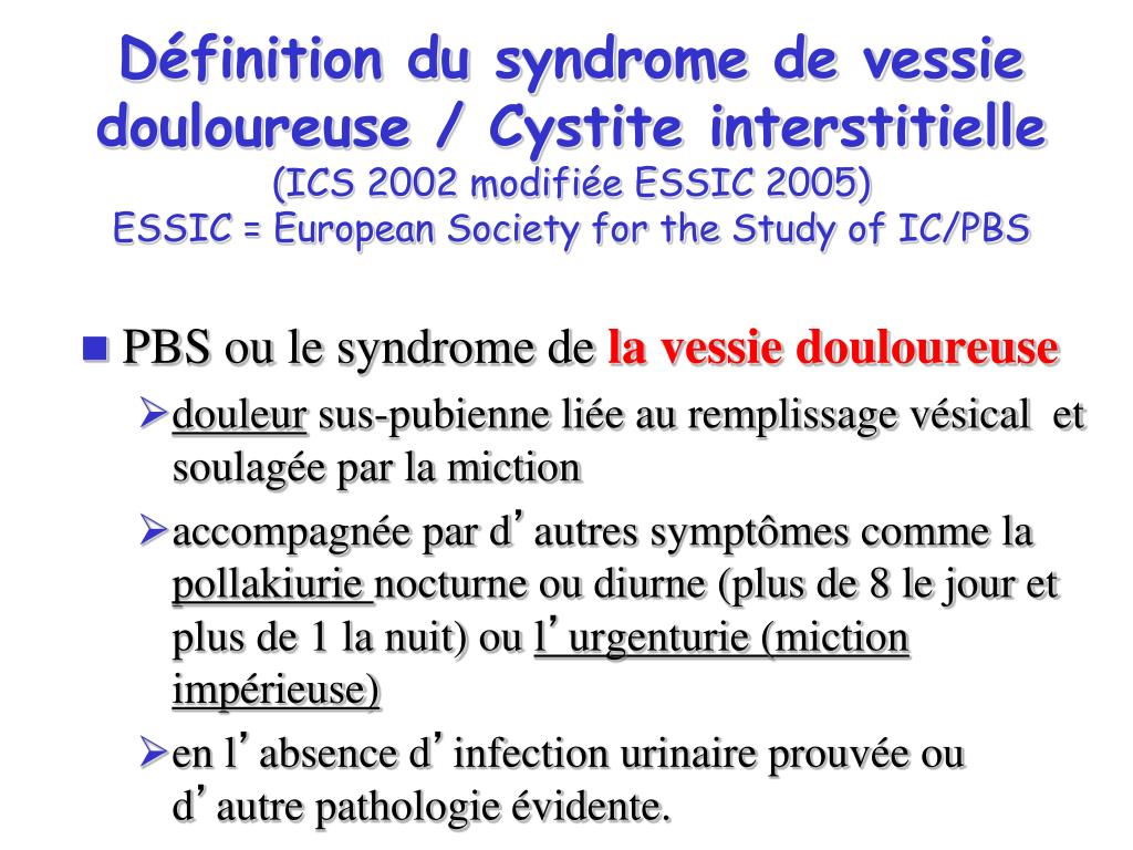 Ppt Syndrome Douloureux Vésical Cystite Interstitielle Powerpoint