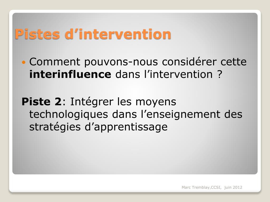 PPT - La métacognition et les aides technologiques : un duo efficace PowerPoint Presentation ...