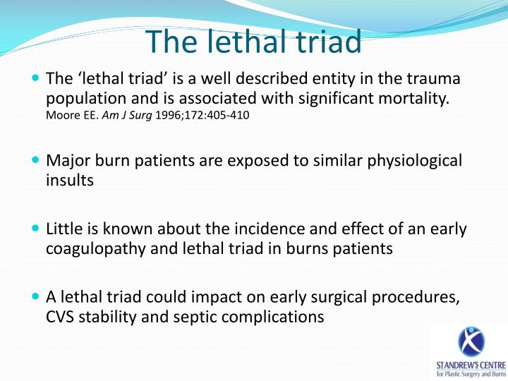 PPT - E arly coagulopathy and lethal triad in burns patients: an issue ...
