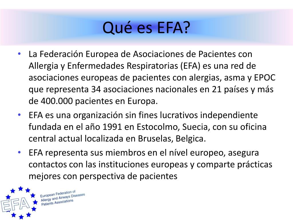 PPT - Presentaci ón de EFA y de sus actividades más recientes ...