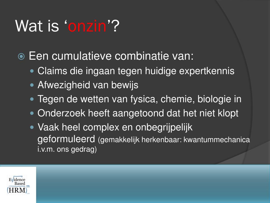 PPT - Hoe onzin van degelijkheid onderscheiden? PowerPoint Presentation ...