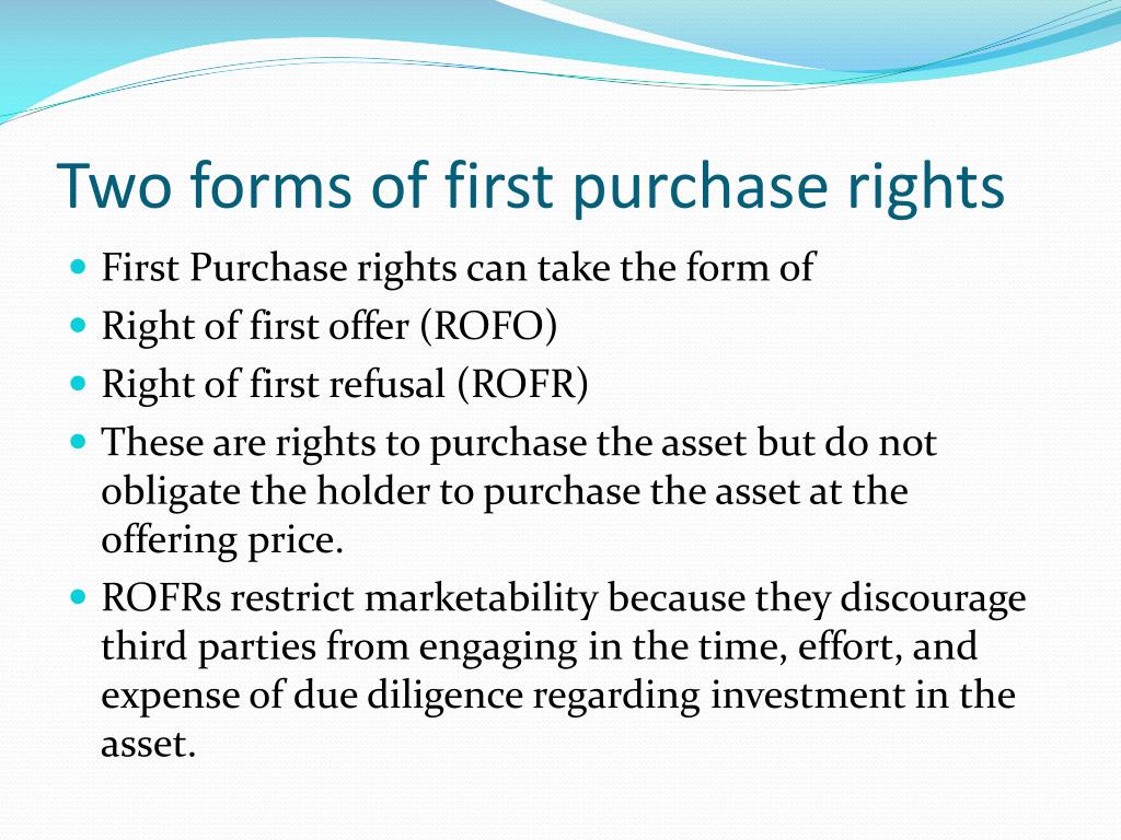 PPT - Healthcare Finance: ROFO and ROFR Agreements in Acquisitions ...