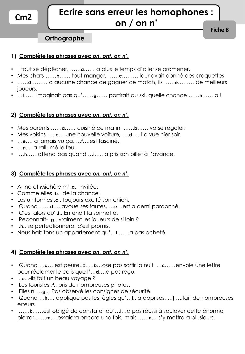 PPT - Ecrire sans erreur les homophones : on / on n’ PowerPoint ...