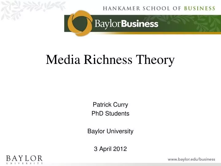 PPT - Media Richness Theory PowerPoint Presentation, free download - ID ...