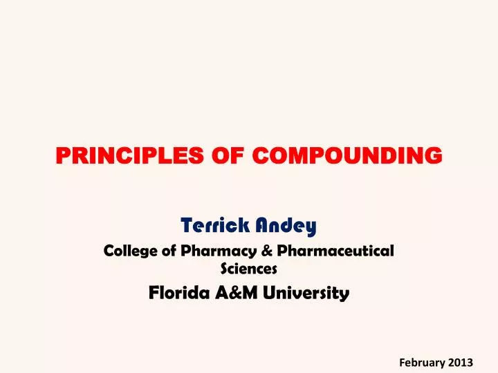 PPT - PRINCIPLES OF COMPOUNDING PowerPoint Presentation, free download ...