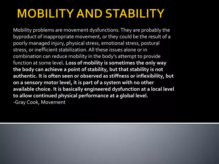 PPT - MOBILITY AND STABILITY PowerPoint Presentation, free download ...