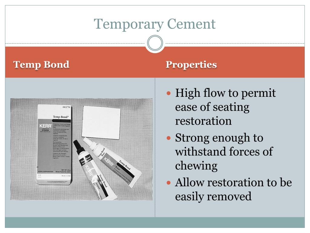 PPT - Dental Cements: Liners , Bases, and Temporary Restoration ...