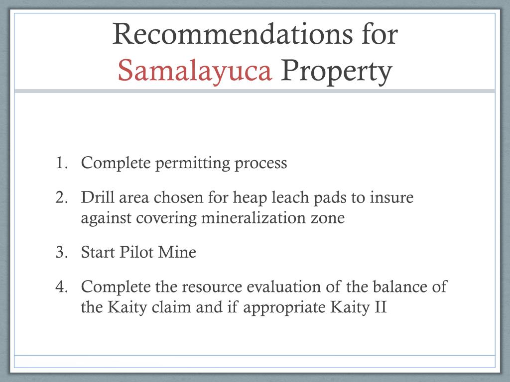 PPT - Samalayuca Samalayuca is a Mexican mining/exploration company ...
