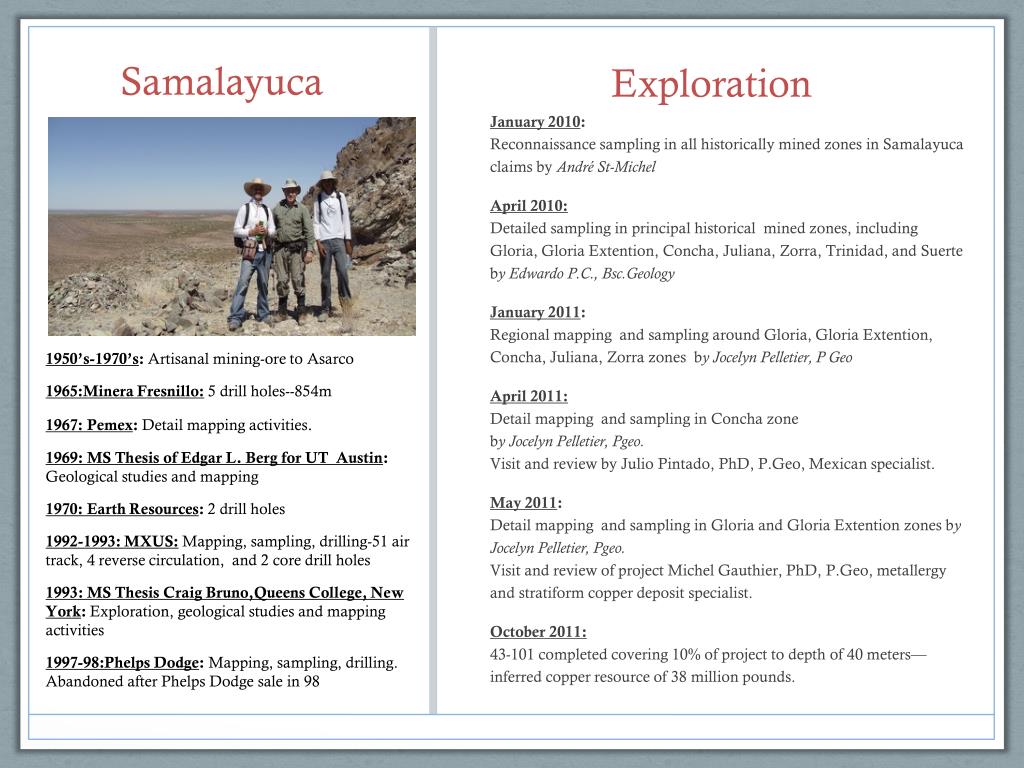 PPT - Samalayuca Samalayuca is a Mexican mining/exploration company ...