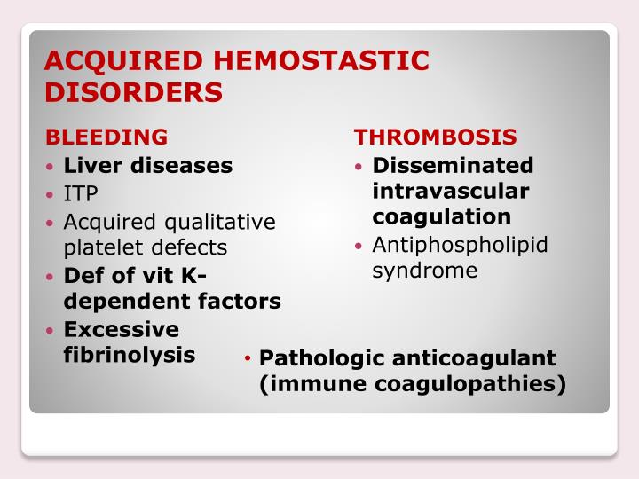 PPT - ACQUIRED HEMOSTATIC DISORDERS PowerPoint Presentation - ID:2253784