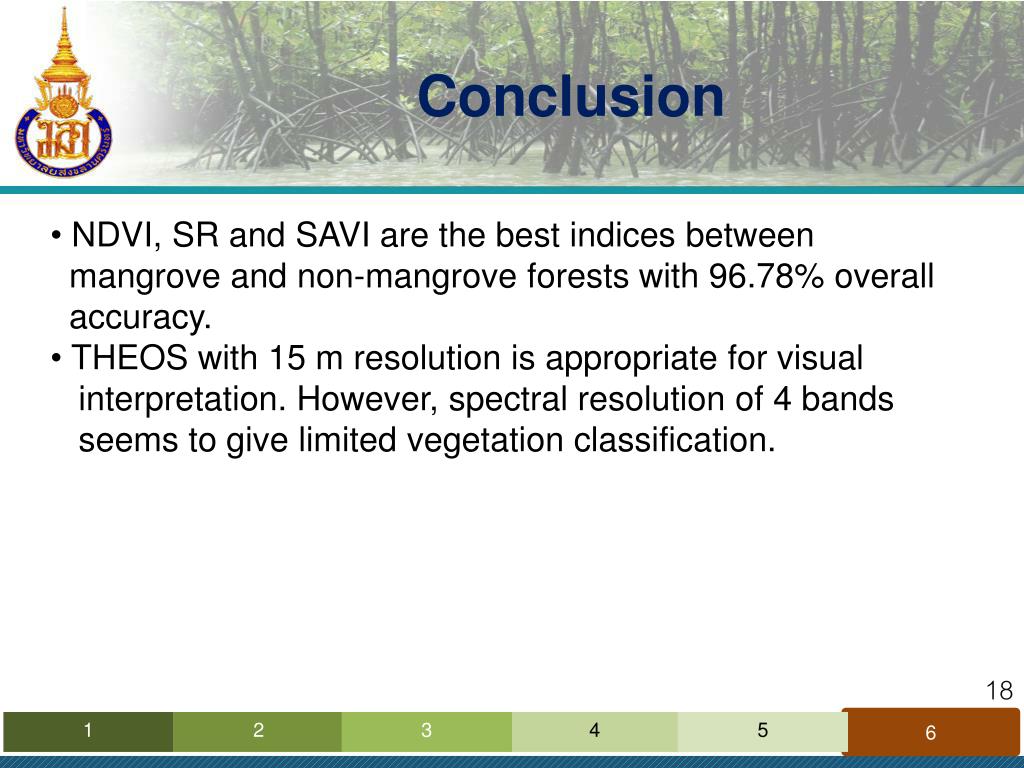 Ppt Comparison Of Vegetation Indices For Mangrove Mapping Using Theos