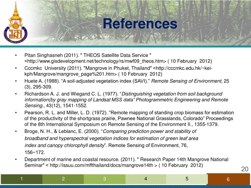 Ppt Comparison Of Vegetation Indices For Mangrove Mapping Using Theos