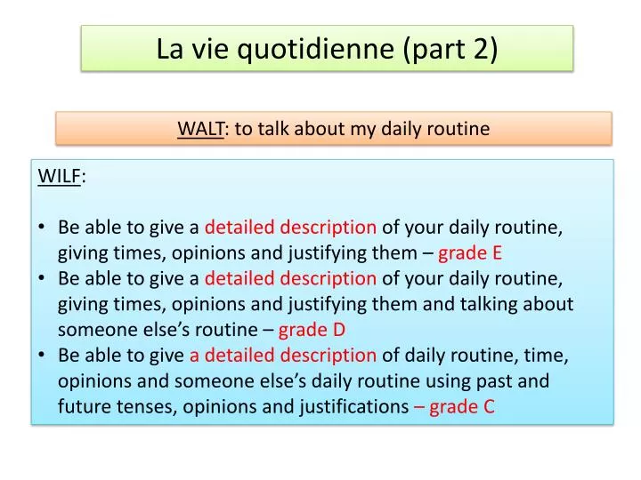 PPT - La vie quotidienne (part 2) PowerPoint Presentation, free ...