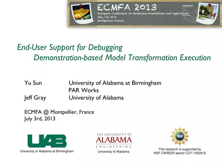 PPT - End-User Support for Debugging Demonstration-based Model Transformation Execution ...